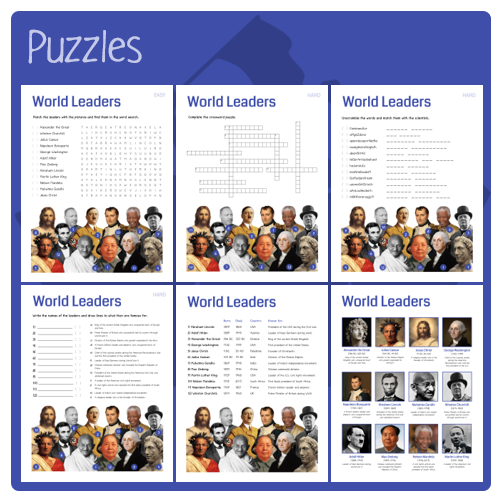 World Leaders (Puzzles, reading & questions) | Teaching Resources