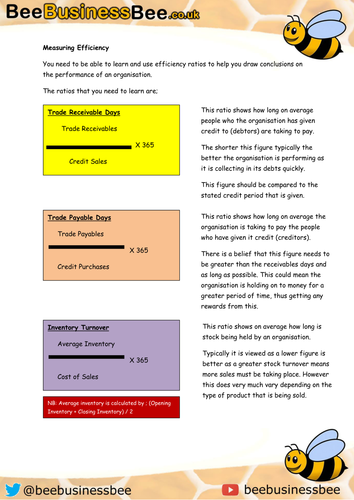 Measuring Efficiency Financial Ratios Worksheet | Teaching Resources
