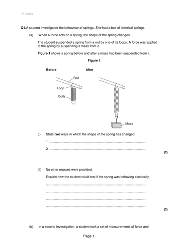 Springs OCR physics / combined science new spec ref p2.3 a, b, c ...