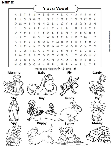 Y as a Vowel Word Search | Teaching Resources