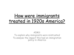 Why was immigration feared in 1920s USA? | Teaching Resources
