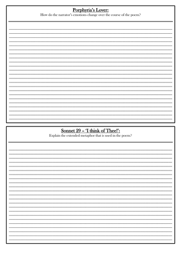 Revision Booklet Love And Relationships Aqa Poetry Teaching Resources