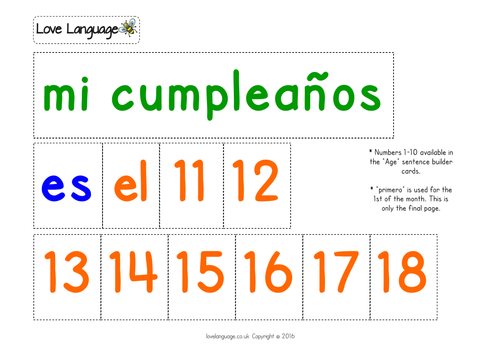 Birthday in Spanish - sentence builders | Teaching Resources