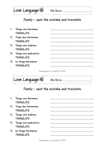 Family in Spanish - worksheets | Teaching Resources