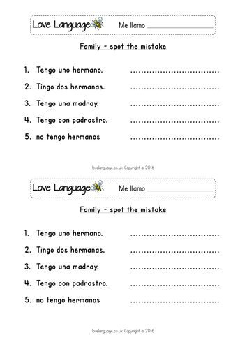 Family in Spanish - worksheets | Teaching Resources