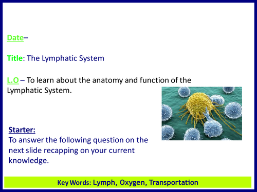 The lymphatic system - BTEC National Sport & exercise science (unit 2 ...