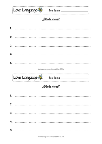 Countries in Spanish - where you live worksheets | Teaching Resources