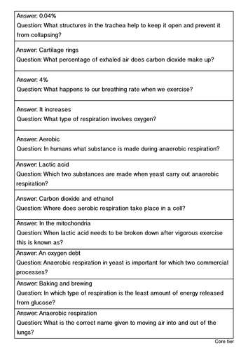 GCSE Pupil-Led Activity Pack on the Respiratory System | Teaching Resources