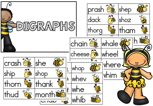 Real and Nonsense Words Bee Theme Literacy Center | Teaching Resources