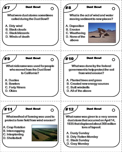The Dust Bowl Task Cards | Teaching Resources