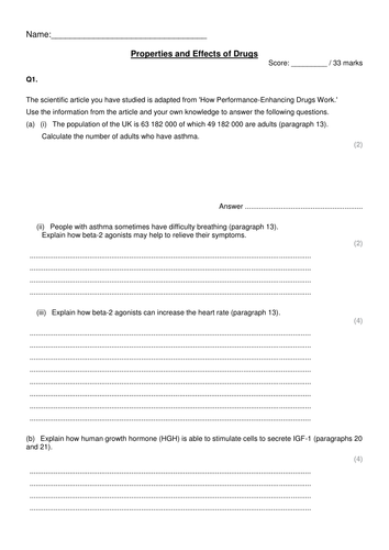 A2- Performance Enhancing Drugs | Teaching Resources