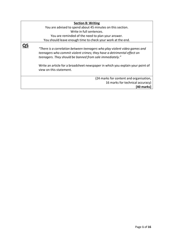 English Language Paper Two Question Five Revision & Exam Practice ...