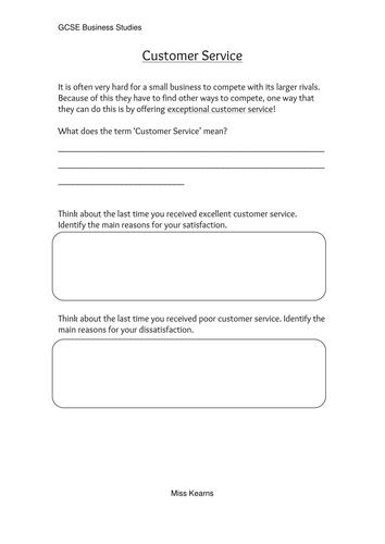 Customer Service - GCSE Business | Teaching Resources
