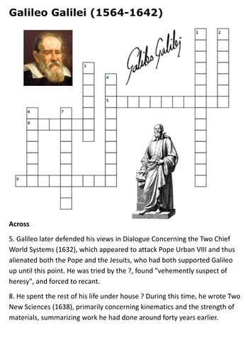 Galileo Galilei Crossword | Teaching Resources