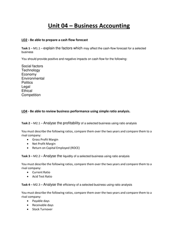 Unit 4 Cambridge Technical helpsheets | Teaching Resources