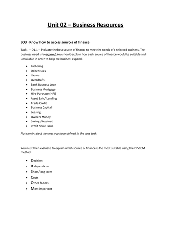 Cambridge Technicals helpsheets | Teaching Resources