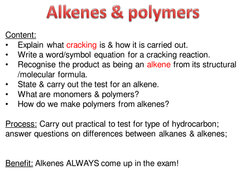 AQA GCSE Alkenes and Polymers | Teaching Resources