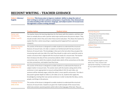 Recount Writing! (Double Lesson!) | Teaching Resources