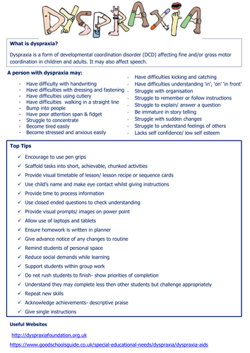SEN Easy to Use Information Sheets | Teaching Resources