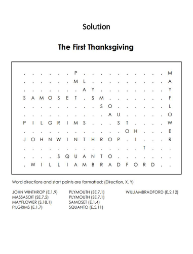 The First Thanksgiving Word Search | Teaching Resources