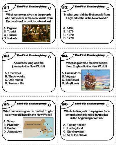 The First Thanksgiving Task Cards | Teaching Resources
