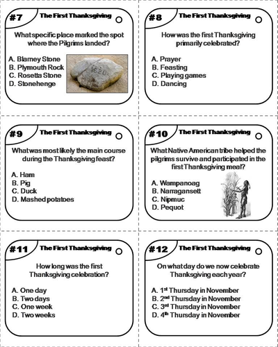 The First Thanksgiving Task Cards | Teaching Resources