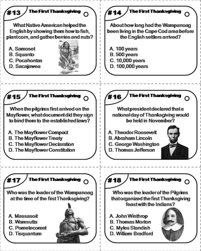 The First Thanksgiving Task Cards | Teaching Resources