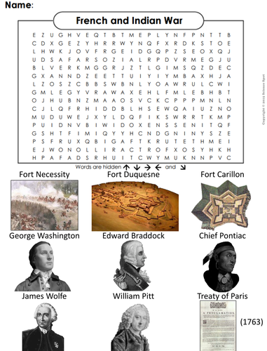 French and Indian War Word Search | Teaching Resources