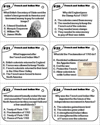 French and Indian War Task Cards | Teaching Resources