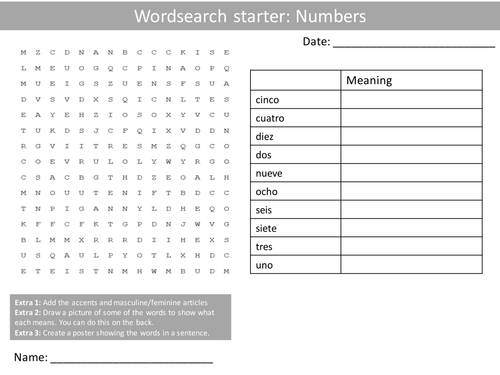 30 x Spanish Vocab Starter Activities GCSE KS3 Keyword Crossword ...