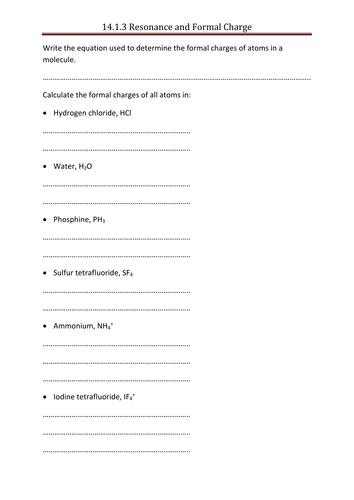 Formal Charges and Resonance using Lewis structures | Teaching Resources
