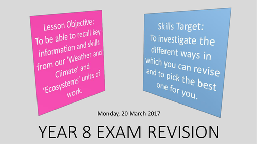 Year 8 Revision skills | Teaching Resources