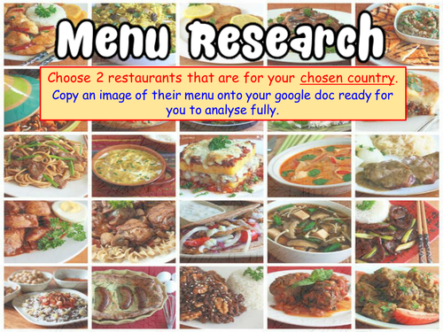 Menu Research | Teaching Resources