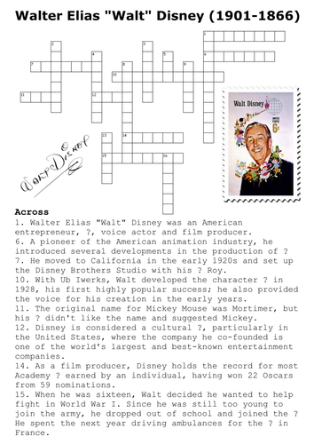 Walt Disney Crossword | Teaching Resources