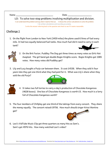 Multiplication and Division Year 5 (Y6) Word Problems - Over 160 ...