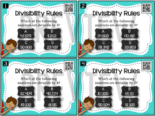 Divisibility Rules Task Cards (with or without QR codes) | Teaching ...