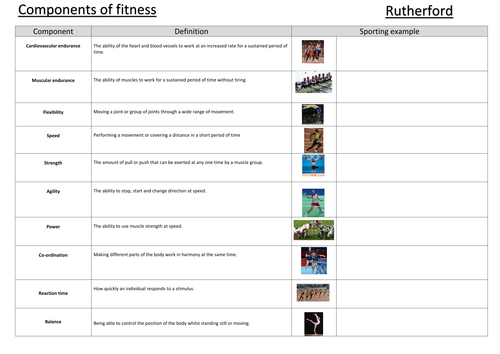 GCSE/ Btec Components of fitness worksheets | Teaching Resources