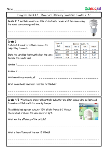 Energy, Energy Transfers, Power and Efficiency Assessment Bundle by ...