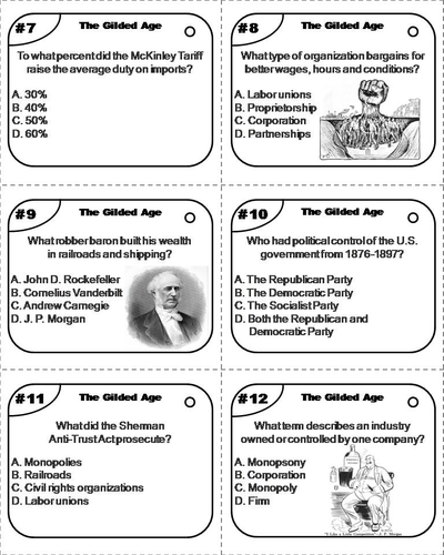 The Gilded Age Task Cards | Teaching Resources