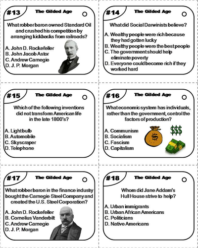 The Gilded Age Task Cards | Teaching Resources