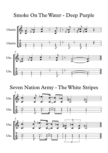 Ukulele Riff Booklet - 14 famous Rock Riffs - arranged for Uke ...