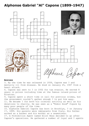 Al Capone Crossword | Teaching Resources