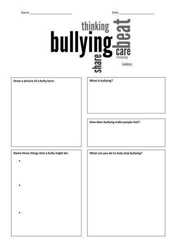 Beat Bullying worksheets - definitions | Teaching Resources