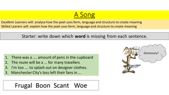 A Song - OCR Love and Relationships | Teaching Resources