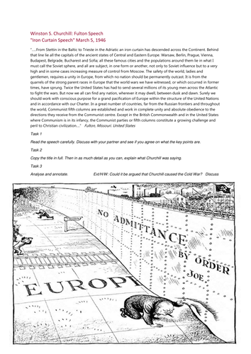 Cold War: "Iron Curtain" Fulton Speech lesson | Teaching Resources