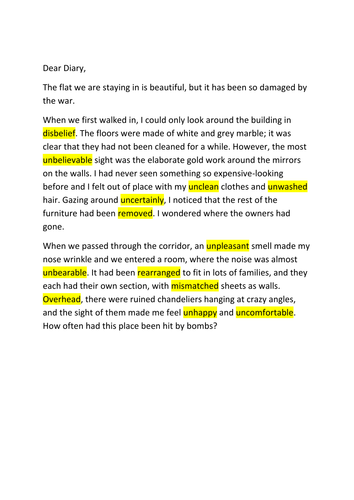 Year 5 Model Example Text Diary Entry Two Points of View Oranges in No ...