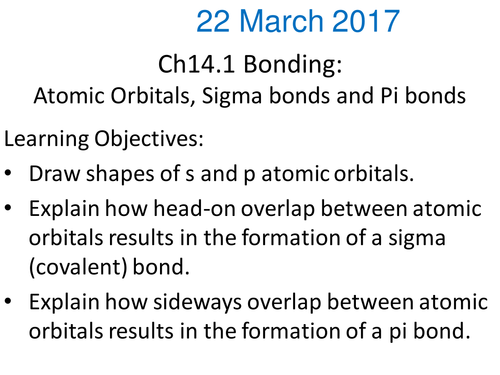 Orbitals, sigma bonds, pi bonds and hybridization | Teaching Resources