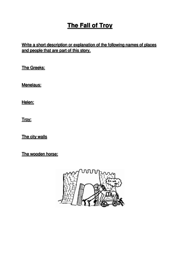Characters from the Fall of Troy worksheet | Teaching Resources
