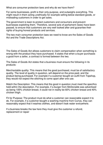 Consumer Protection Laws | Teaching Resources