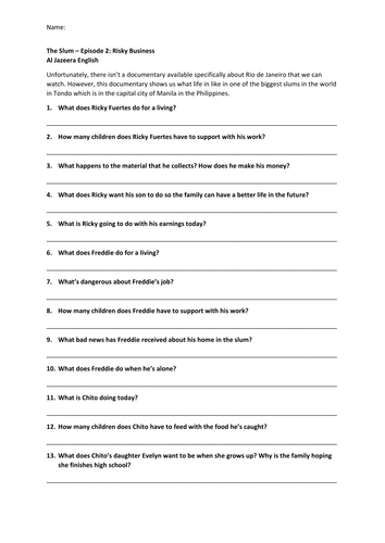 9. Living In Slums | Teaching Resources